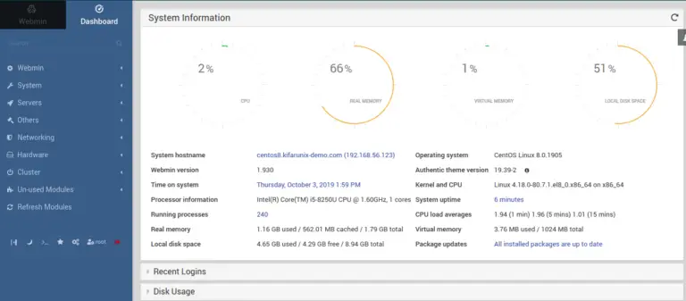 Install Webmin on CentOS 8 - kifarunix.com