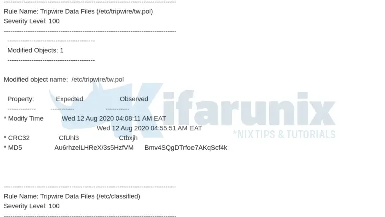 Install and Configure Tripwire Security Monitoring tool on CentOS 8 - kifarunix.com