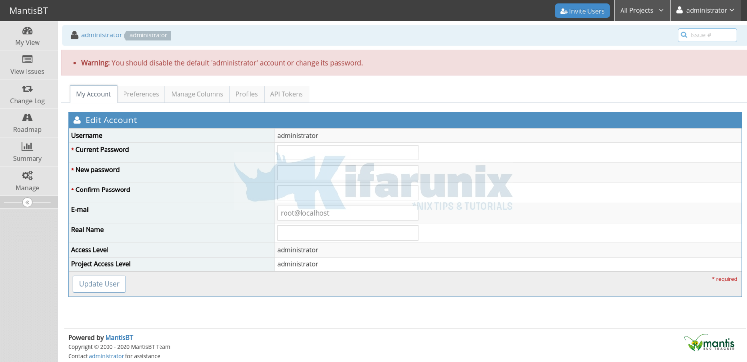 Install Mantis Bug Tracker on Ubuntu 20.04 - kifarunix.com