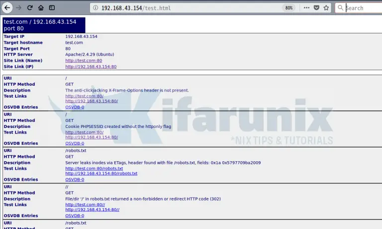 Install and Use Nikto Web Scanner on Ubuntu 18.04 - kifarunix.com