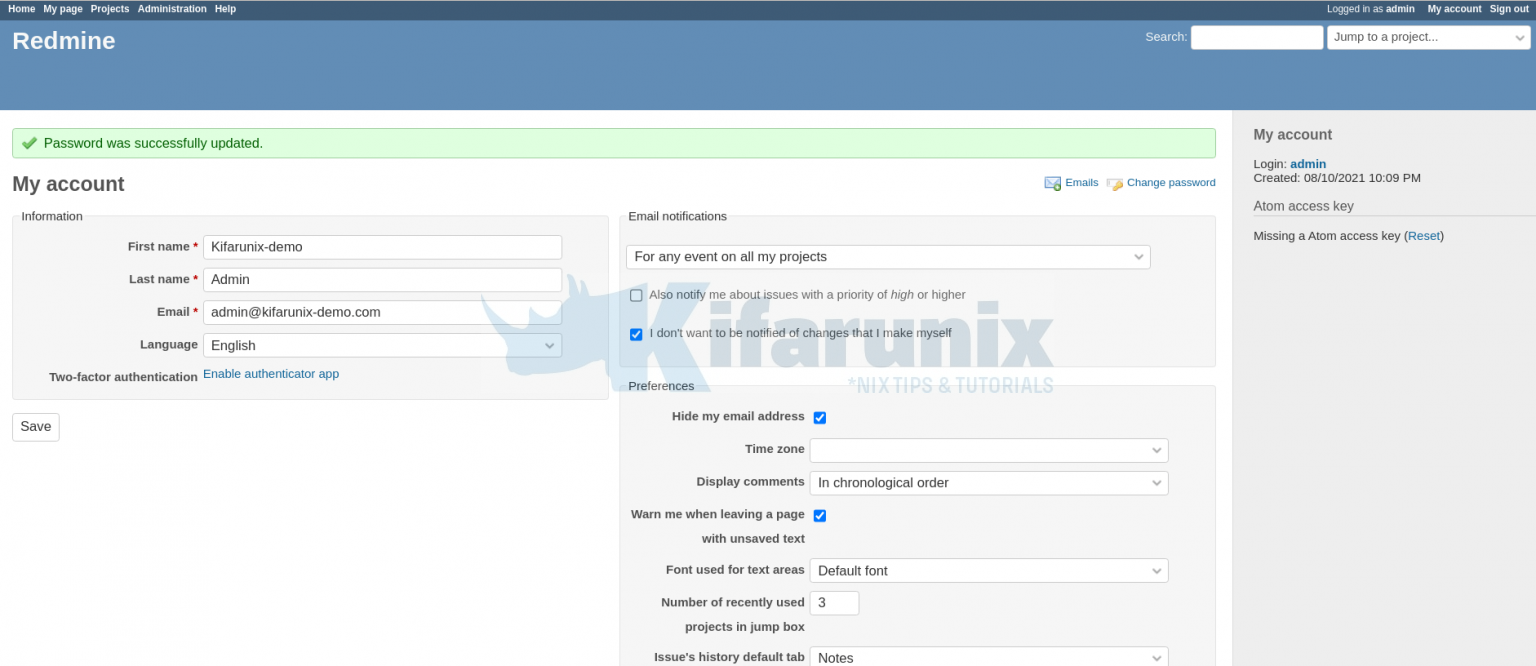 Install Redmine on Ubuntu 22.04 - kifarunix.com