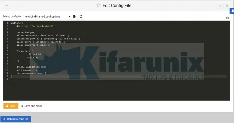 Configure BIND DNS Server using Webmin on Debian 11 - kifarunix.com