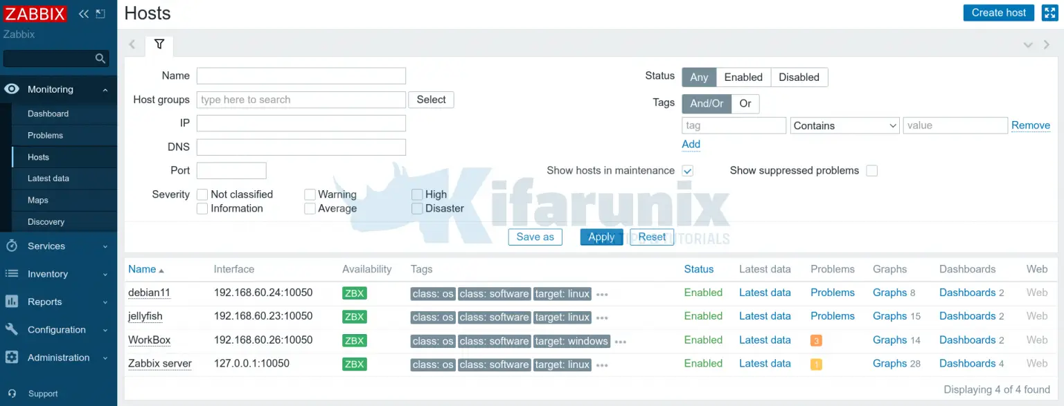 Add Hosts to Zabbix Server for Monitoring - kifarunix.com