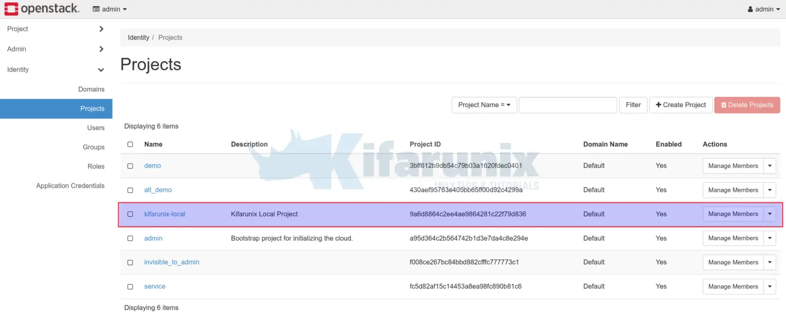 How to Create And Delete OpenStack Project - kifarunix.com