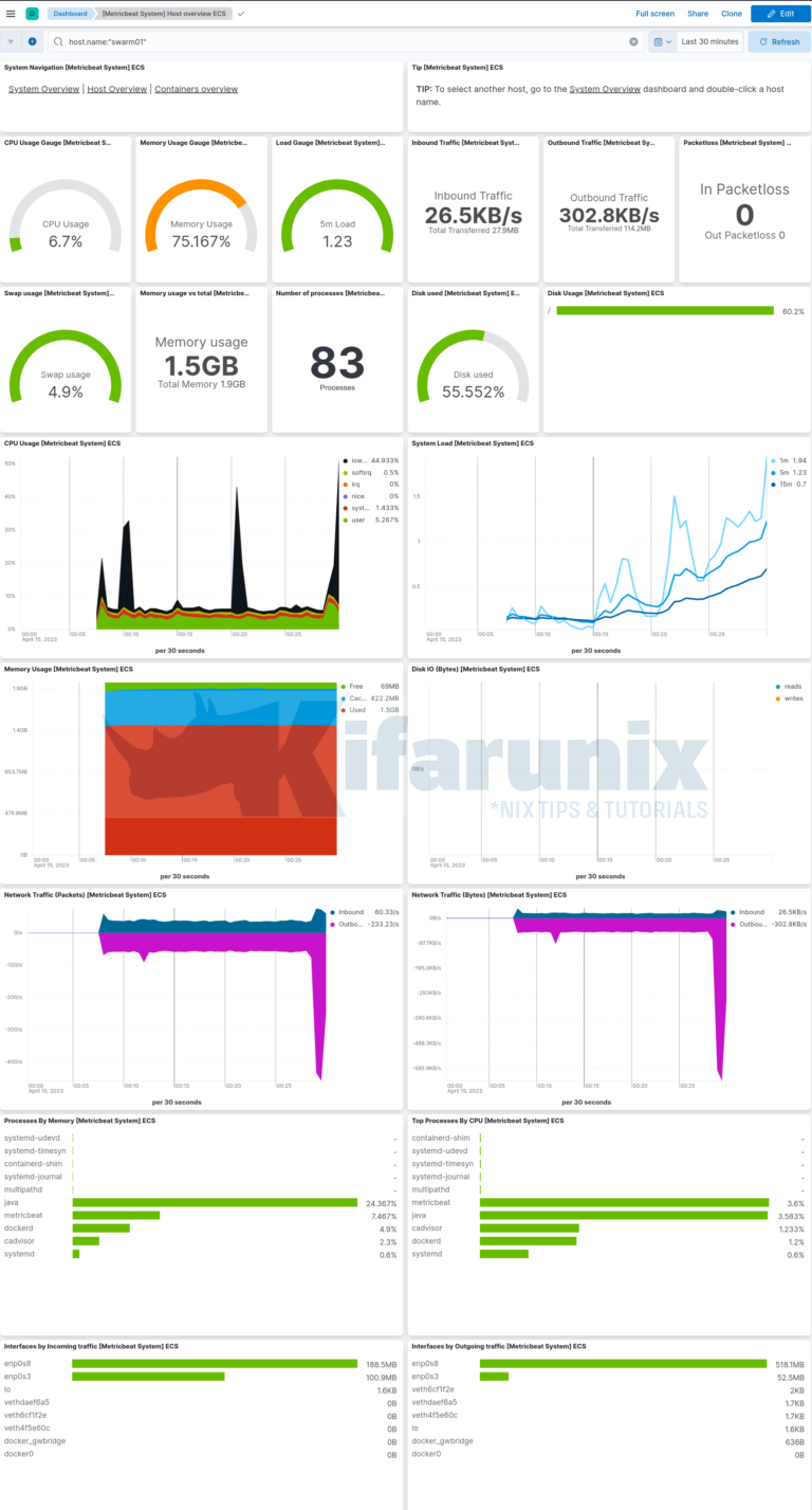 Monitor Docker Swarm and Container metrics using Metricbeat - kifarunix.com