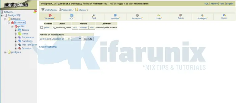Install phpPgAdmin on Debian 12 - kifarunix.com