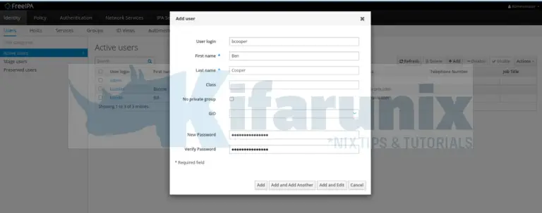 Add FreeIPA User Accounts via CLI or Web Interface - kifarunix.com