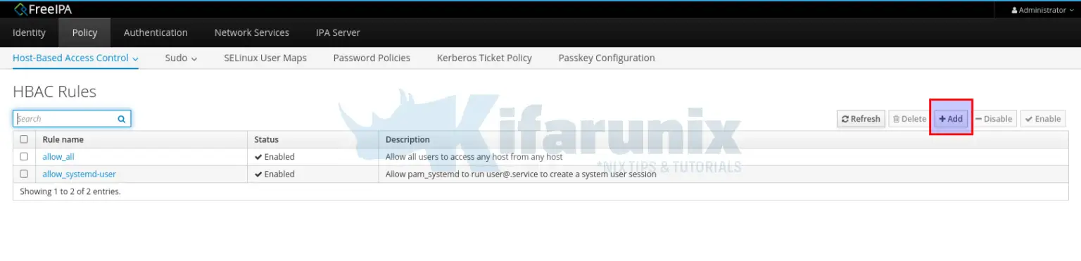 Configure Host-Based Access Control on FreeIPA Server - kifarunix.com