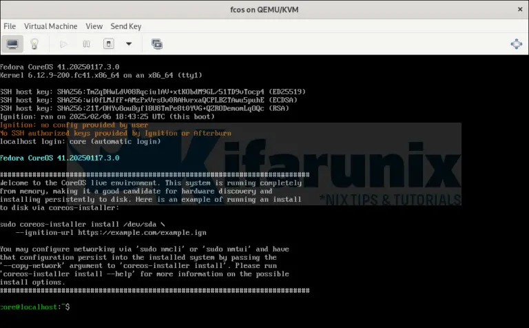 Install Fedora CoreOS on KVM Using an ISO File: A Step-by-Step Guide - kifarunix.com