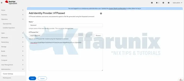 Step-by-Step Guide: How to Configure HTPasswd Identity Provider in OpenShift 4.x - kifarunix.com